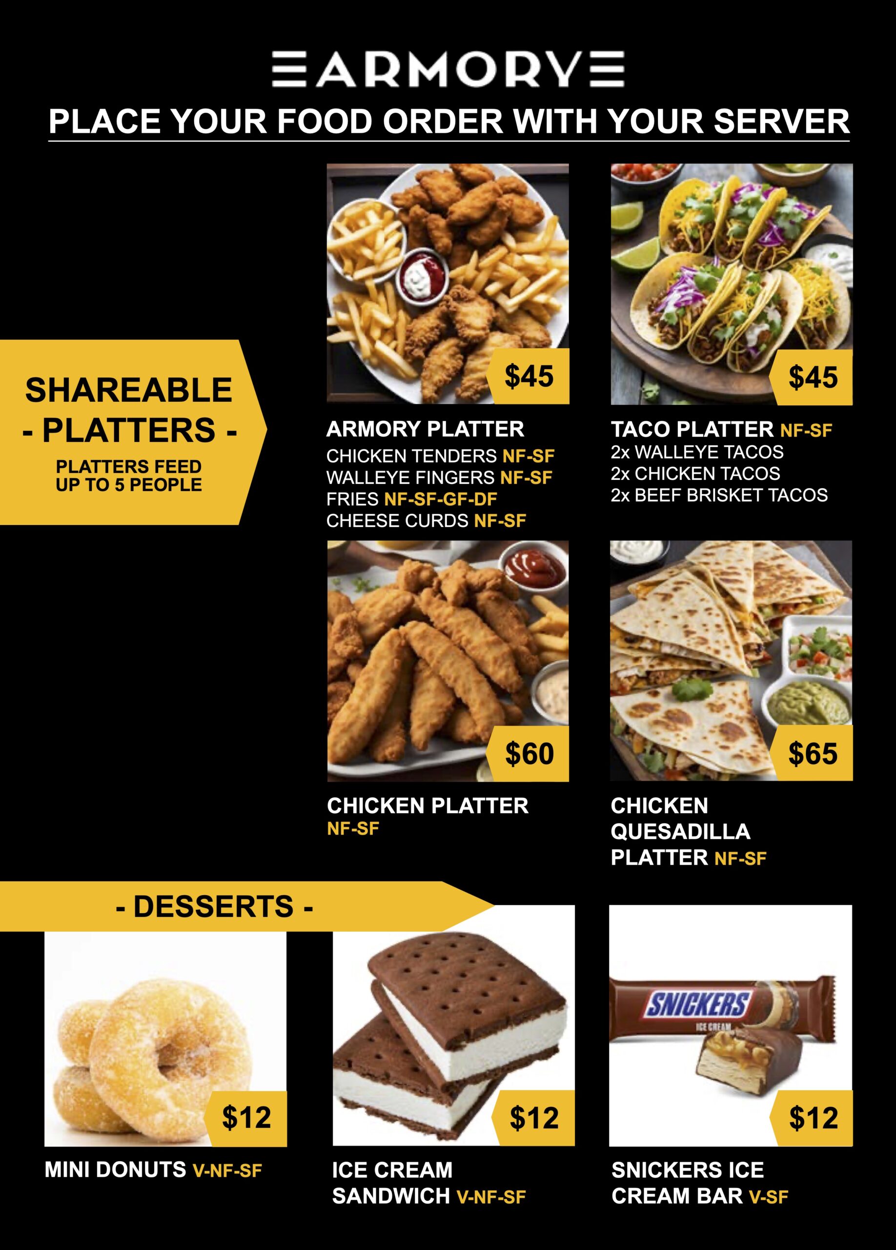 Armory Premium Concessions Menu - Armory